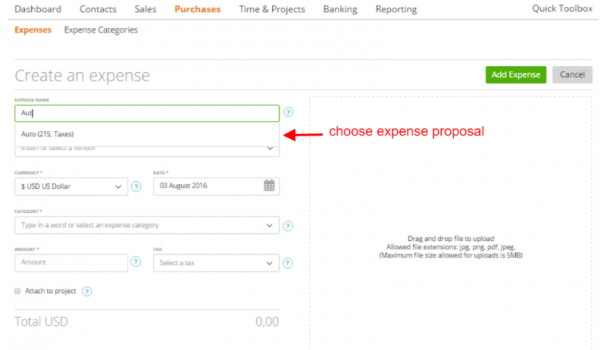 Auto-Complete Expense Fields – Zistemo Knowledge Base