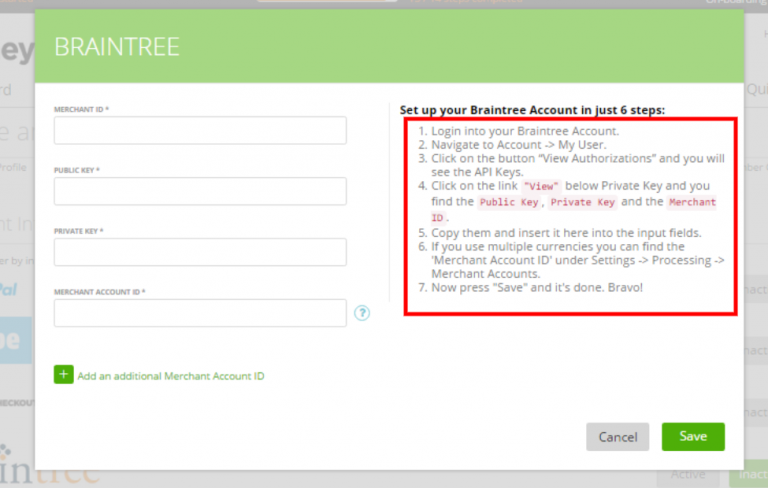 Braintree as a Payment Gateway – Zistemo Knowledge Base