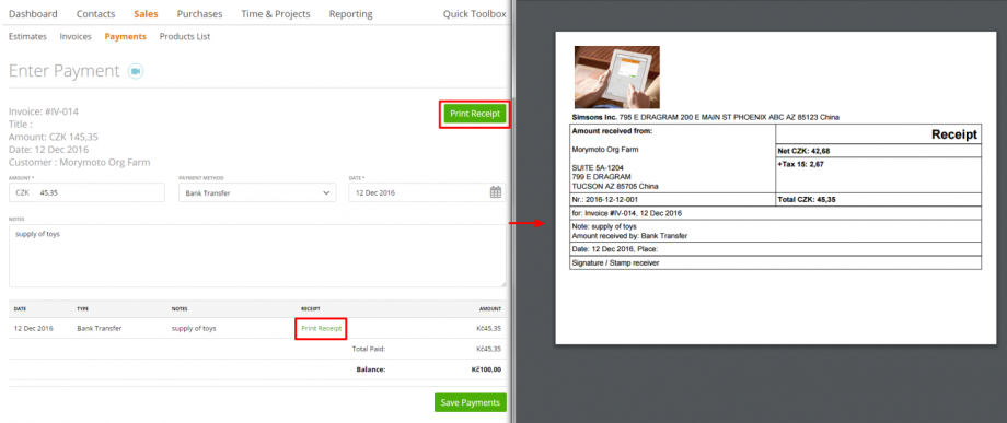 Payment receipt – Zistemo Knowledge Base