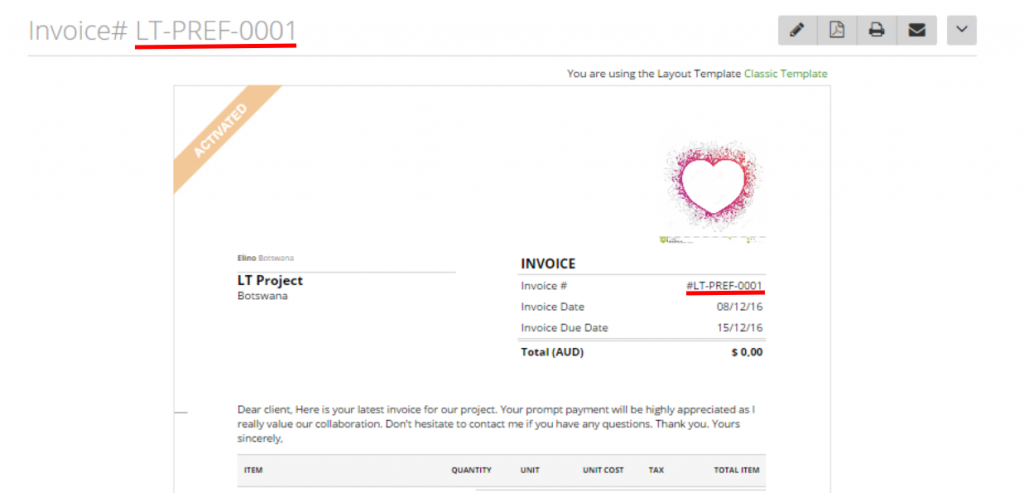Special prefix for invoices – Zistemo Knowledge Base