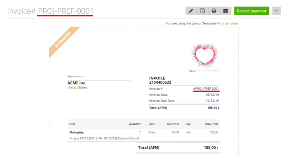 Special prefix for invoices – Zistemo Knowledge Base