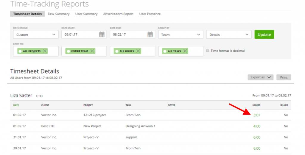 Timesheet Details – Zistemo Knowledge Base