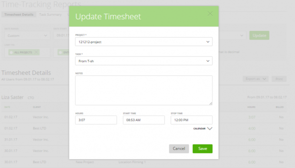 Timesheet Details - Zistemo Knowledge Base