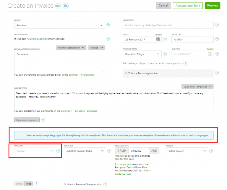 Currency and Language of Invoice – Zistemo Knowledge Base