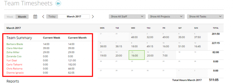 Team Timesheet: Monthly and Weekly View – Zistemo Knowledge Base