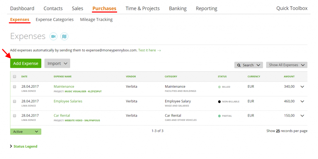 Create/update an Expense – Zistemo Knowledge Base