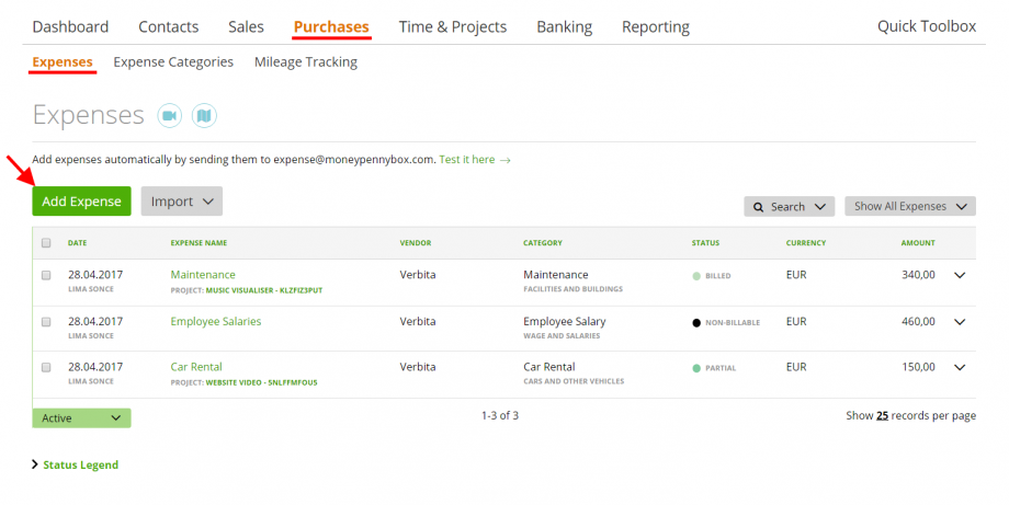Create/update an Expense – Zistemo Knowledge Base