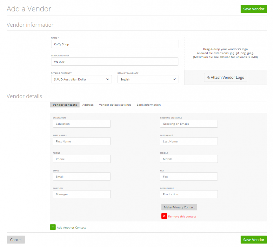 Vendors – Zistemo Knowledge Base