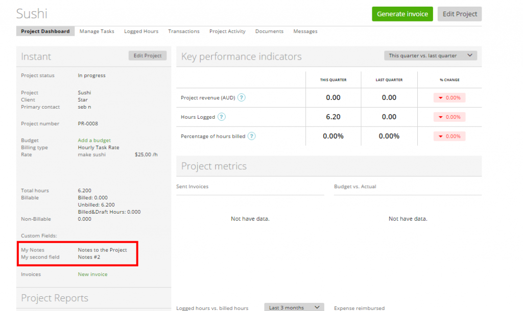 Project Custom Fields – Zistemo Knowledge Base