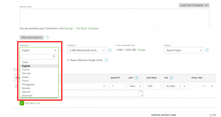 Currency and Language of Invoice – Zistemo Knowledge Base