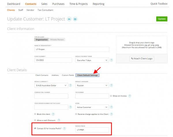 Special prefix for invoices – Zistemo Knowledge Base