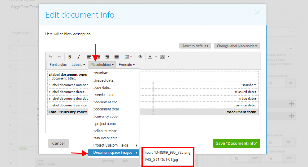 Document Space Images in the Templates – Zistemo Knowledge Base