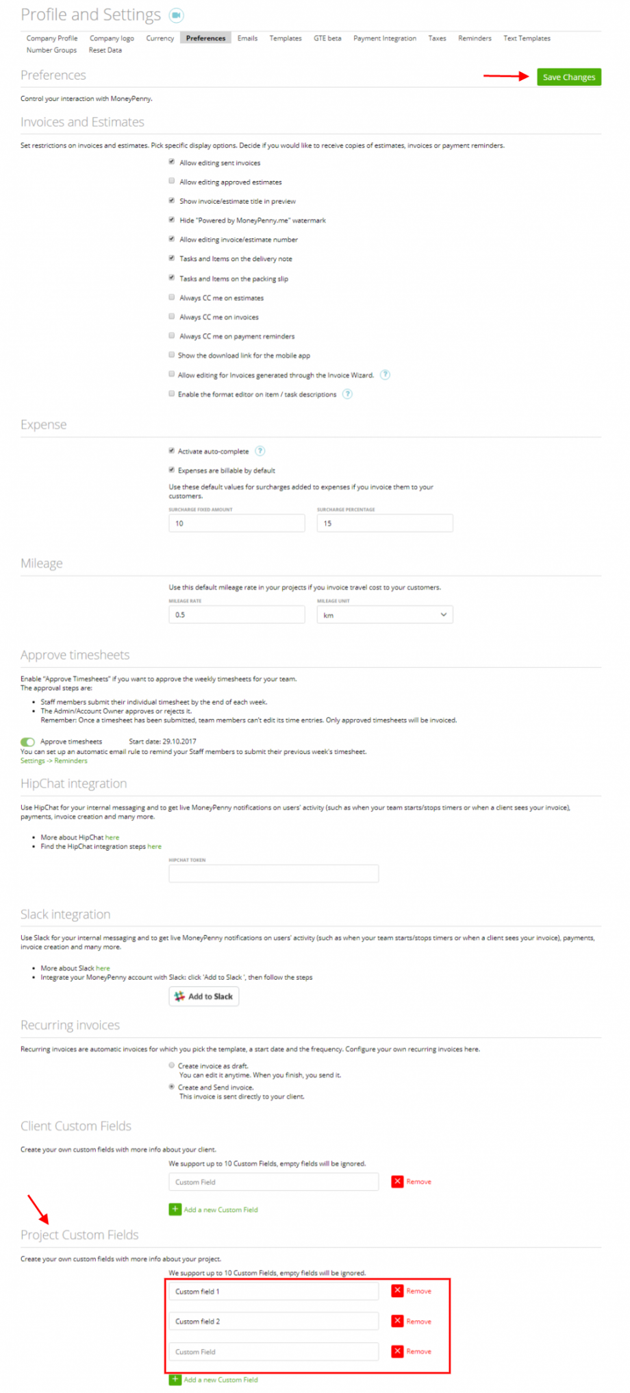 Project custom fields - Zistemo Knowledge Base