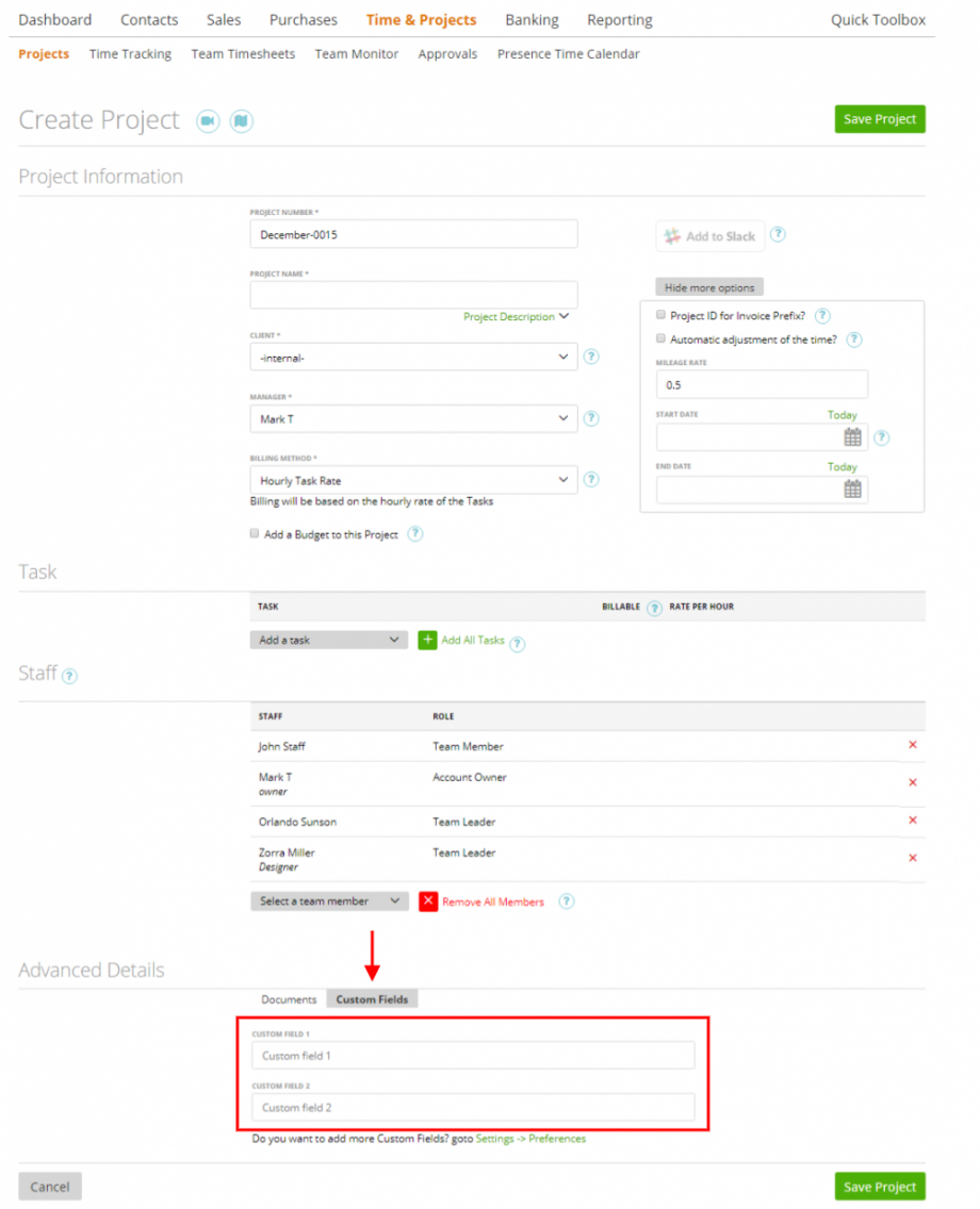 Project Custom Fields – Zistemo Knowledge Base