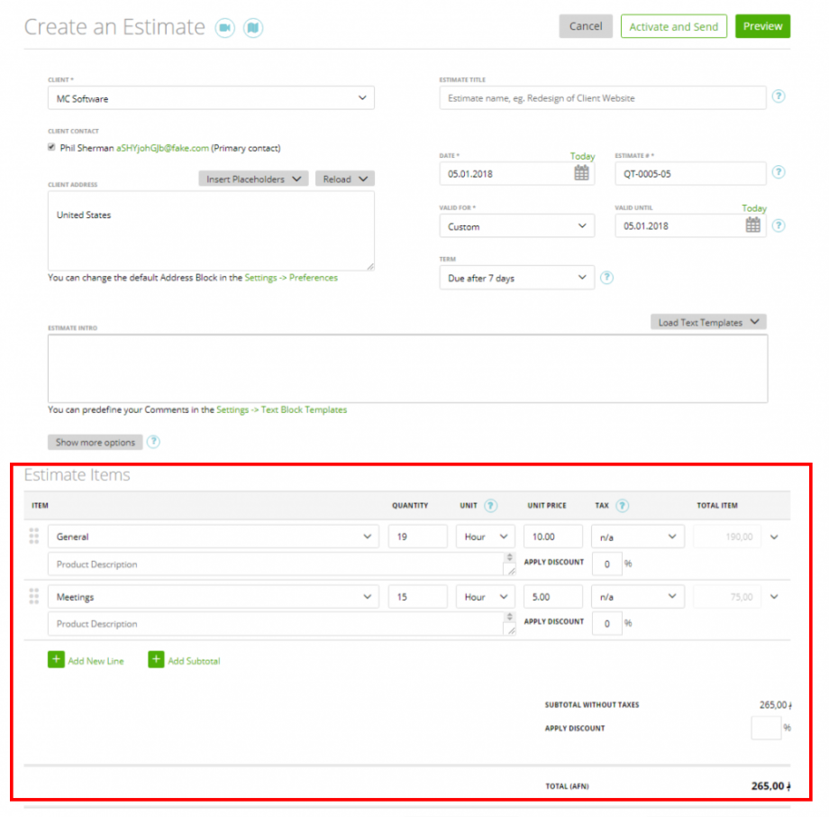 Estimate through the Project – Zistemo Knowledge Base