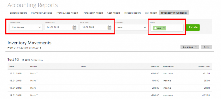 Inventory Movements – Zistemo Knowledge Base