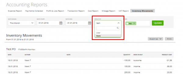 Inventory Movements – Zistemo Knowledge Base