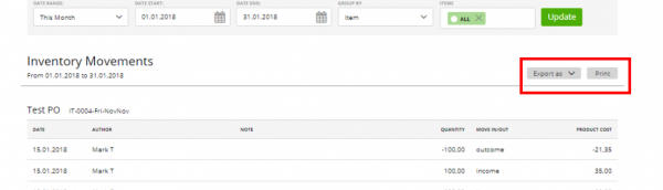 Inventory Movements – Zistemo Knowledge Base