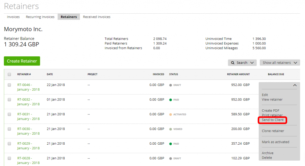 Pro Forma Retainer – Zistemo Knowledge Base