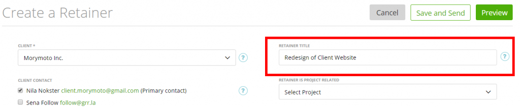 Retainer Creation – Zistemo Knowledge Base