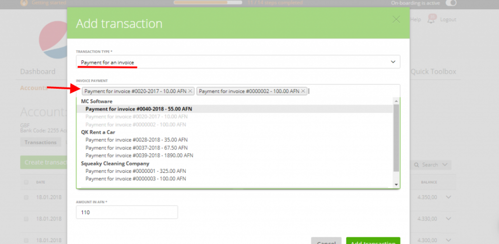 Transactions for Multiple Invoices – Zistemo Knowledge Base