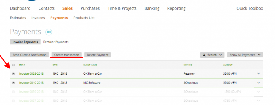 Transactions for Multiple Invoices – Zistemo Knowledge Base