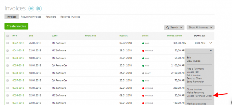 Purchase Order based on Invoice or Estimate – Zistemo Knowledge Base