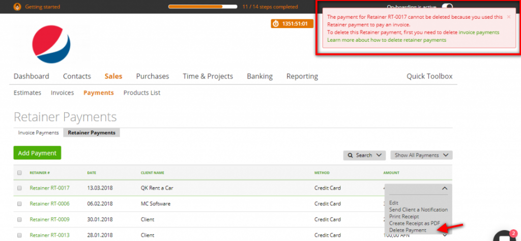 How to use the Retainer for Paying an Invoice? – Zistemo Knowledge Base
