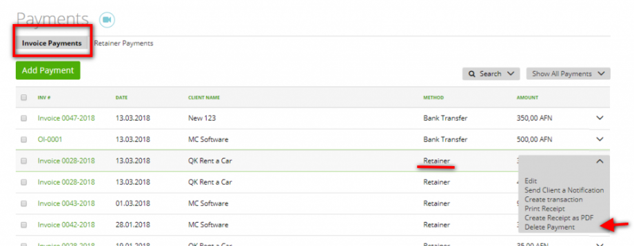 How to use the Retainer for Paying an Invoice? – Zistemo Knowledge Base