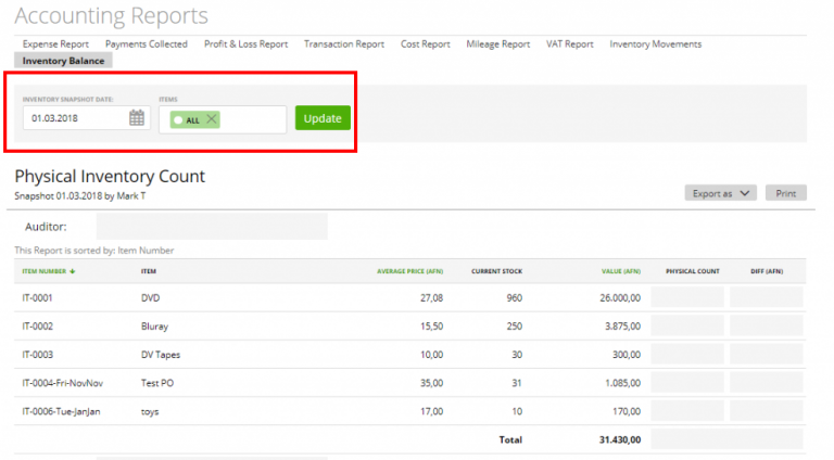 Inventory Balance – Zistemo Knowledge Base