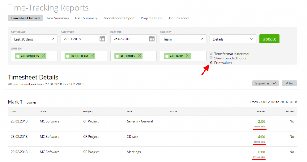 Timesheet Details - Zistemo Knowledge Base