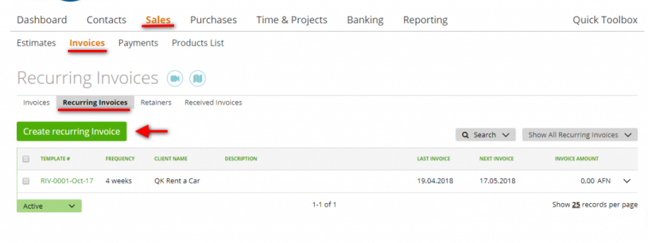 Recurring Invoices – Zistemo Knowledge Base