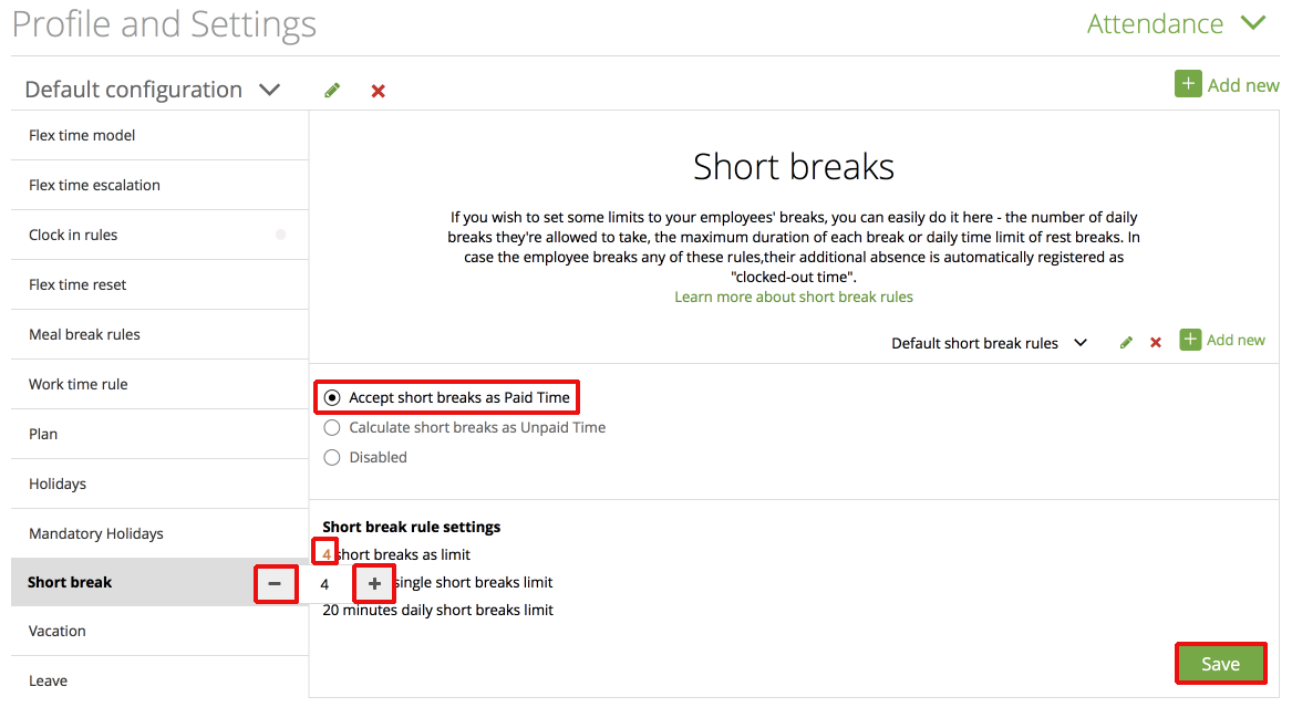 Attendance – Short Break – Zistemo Knowledge Base