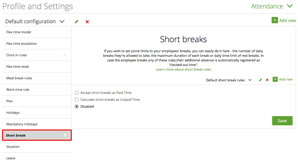 Attendance – Short Break – Zistemo Knowledge Base