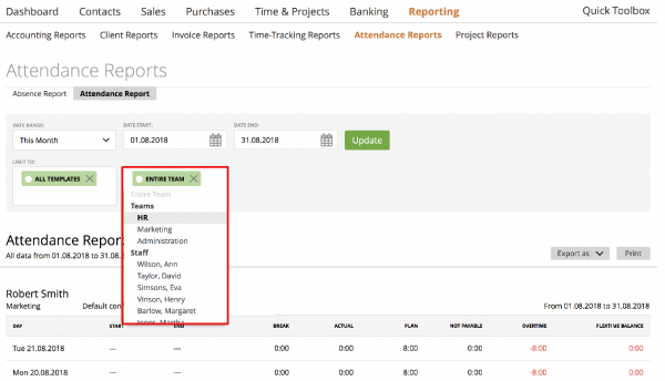Attendance Report – Zistemo Knowledge Base