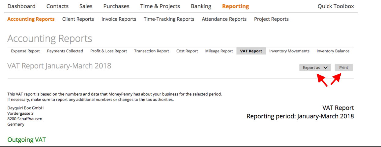 VAT Report – Zistemo Knowledge Base