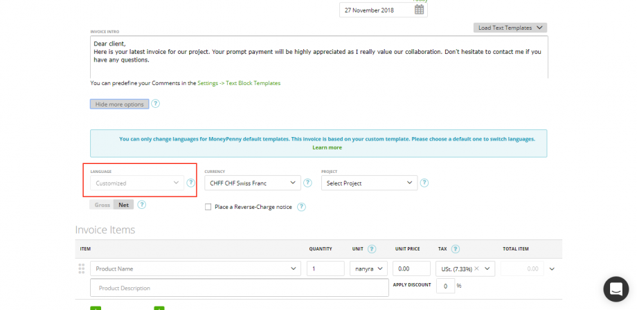 Currency and Language of Invoice – Zistemo Knowledge Base