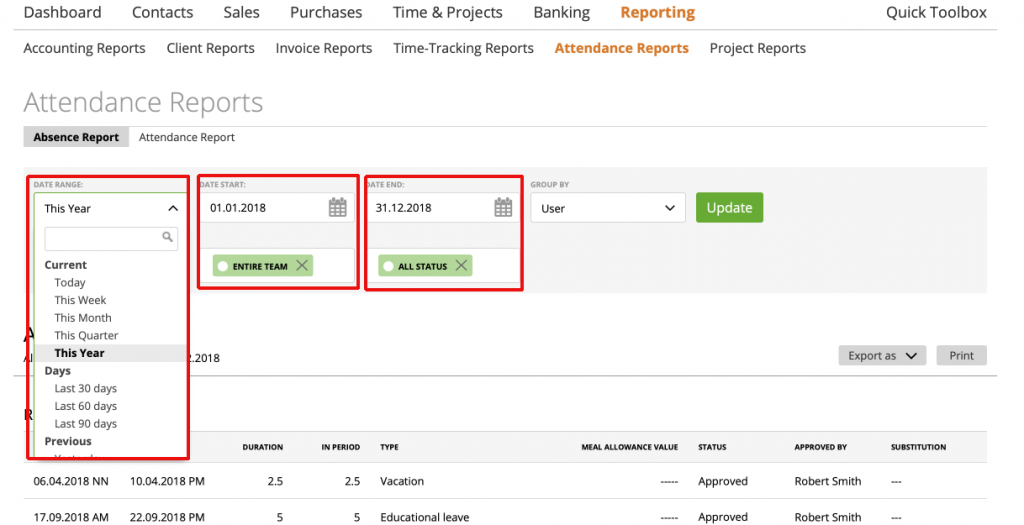 Absence Report – Zistemo Knowledge Base