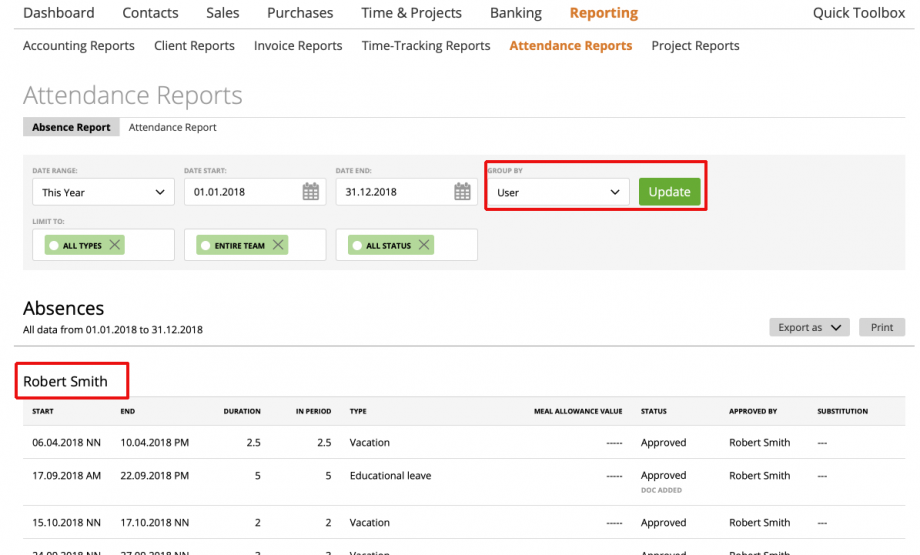 Absence Report – Zistemo Knowledge Base