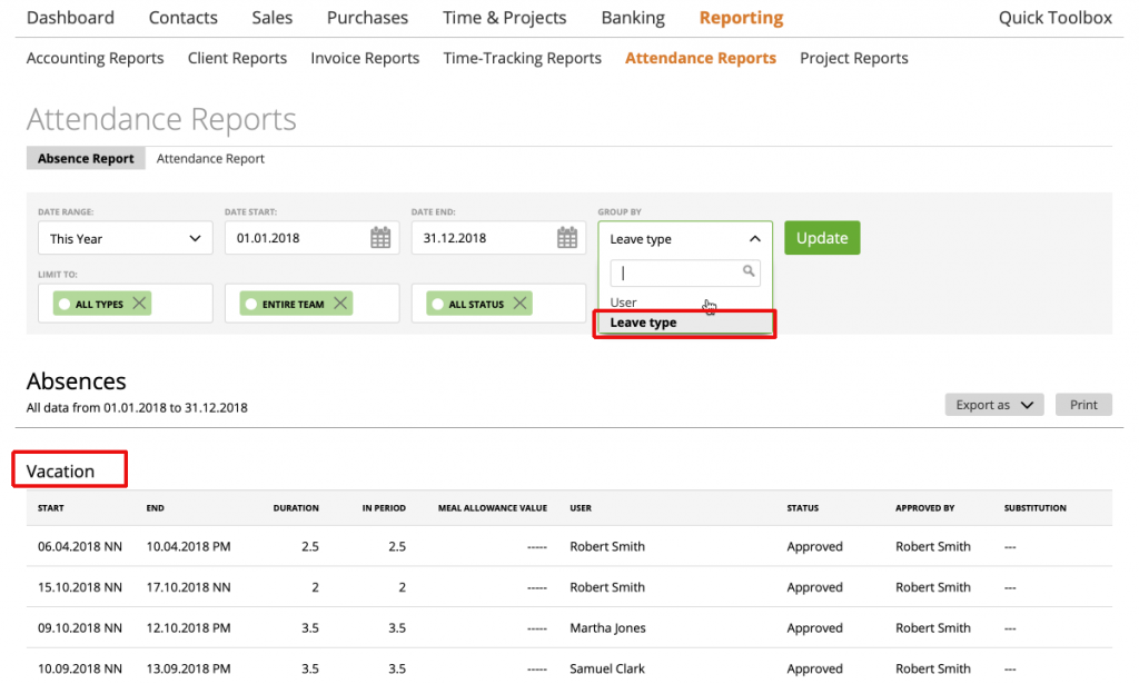 Absence Report – Zistemo Knowledge Base