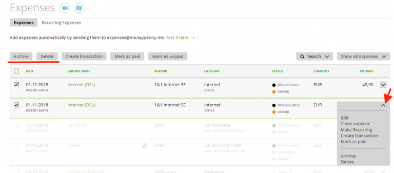 Create/update an Expense – Zistemo Knowledge Base
