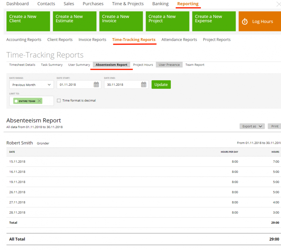 Absenteeism Report – Zistemo Knowledge Base