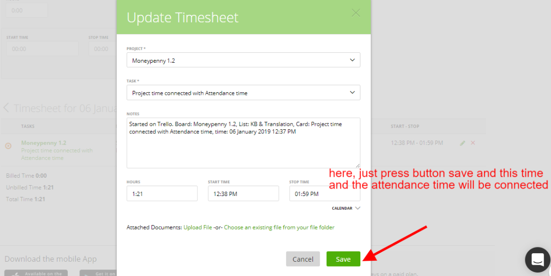 Connect Project Time with Attendance Time – Zistemo Knowledge Base