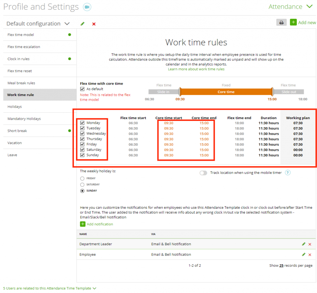 Attendance – Work Time Rule – Zistemo Knowledge Base