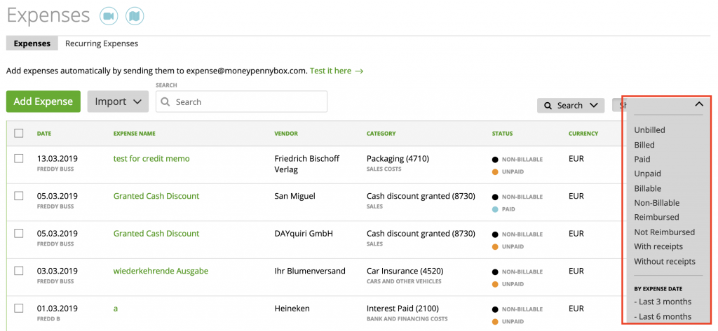 Expense Statuses – Zistemo Knowledge Base