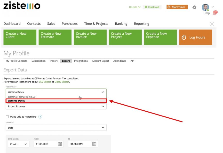 Datev Export – Zistemo Knowledge Base