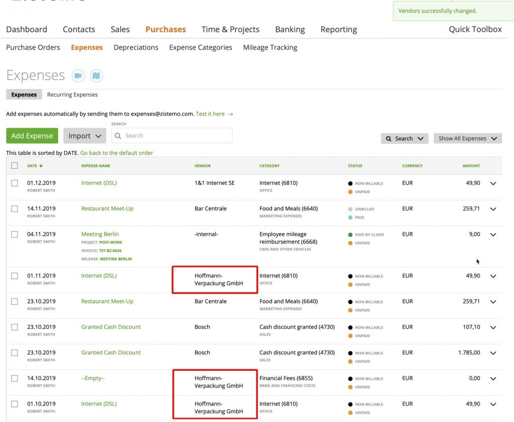 Using Expenses – Zistemo Knowledge Base