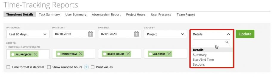 Timesheet Details – Zistemo Knowledge Base