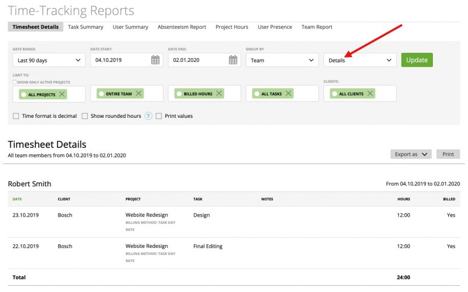 Timesheet Details – Zistemo Knowledge Base