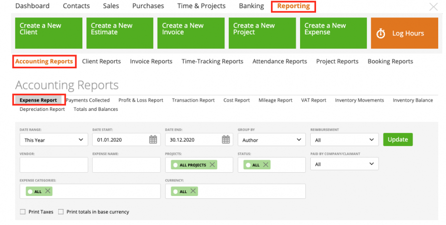 Expense Report – Zistemo Knowledge Base